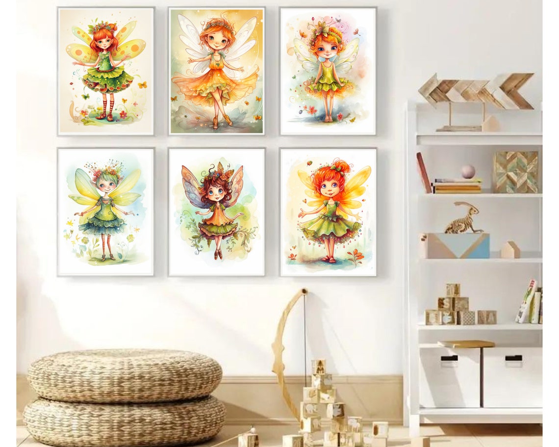 Kids Cute Fairies Printable Posters X 6, Nursery Pictures for Kids ...