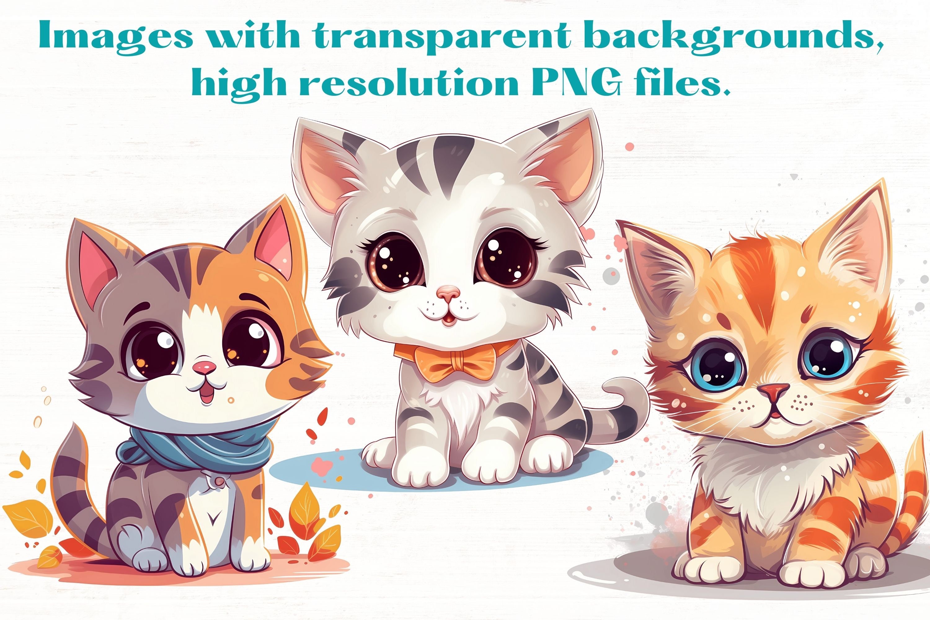 CUTE KITTENS and CATS Clipart Illustrations, 9 Clip Art Images ...