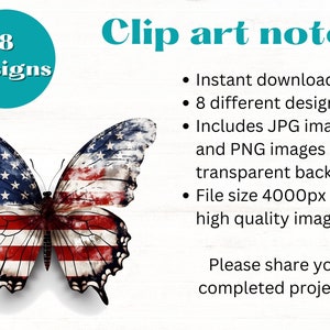Patriotic American Flag Butterflies Clipart, 8 Clip Art Images ...