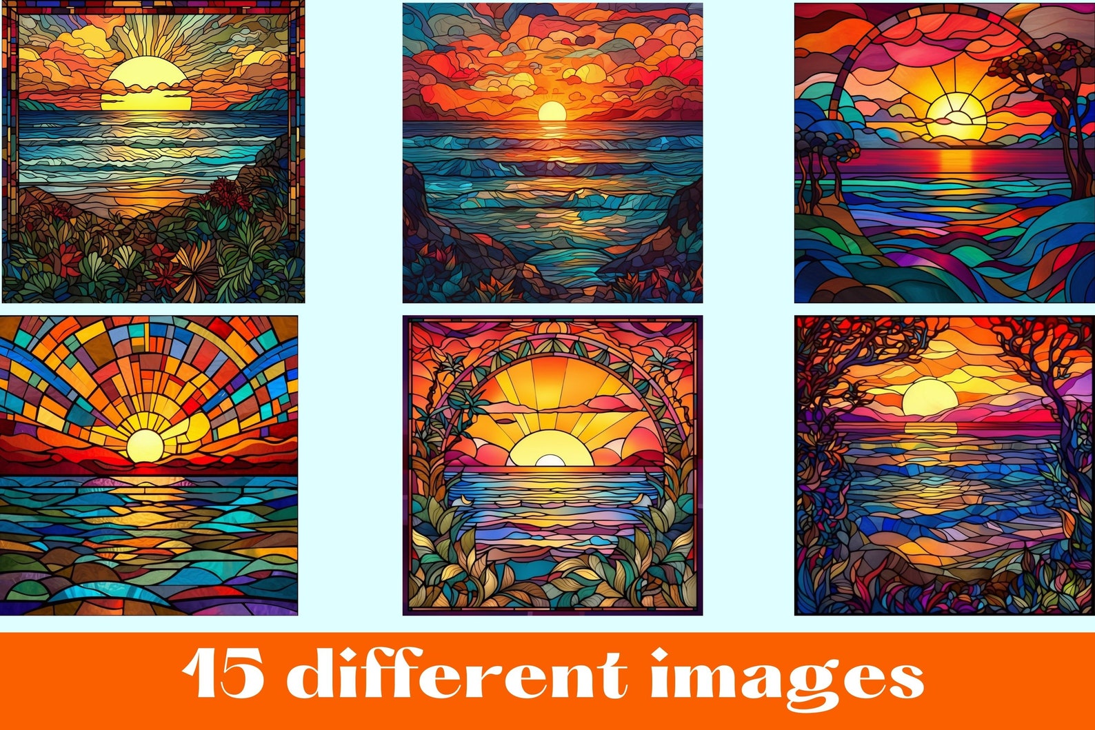 Stained Glass Sunsets, Detailed Sunsets in the Style of Stained Glass ...