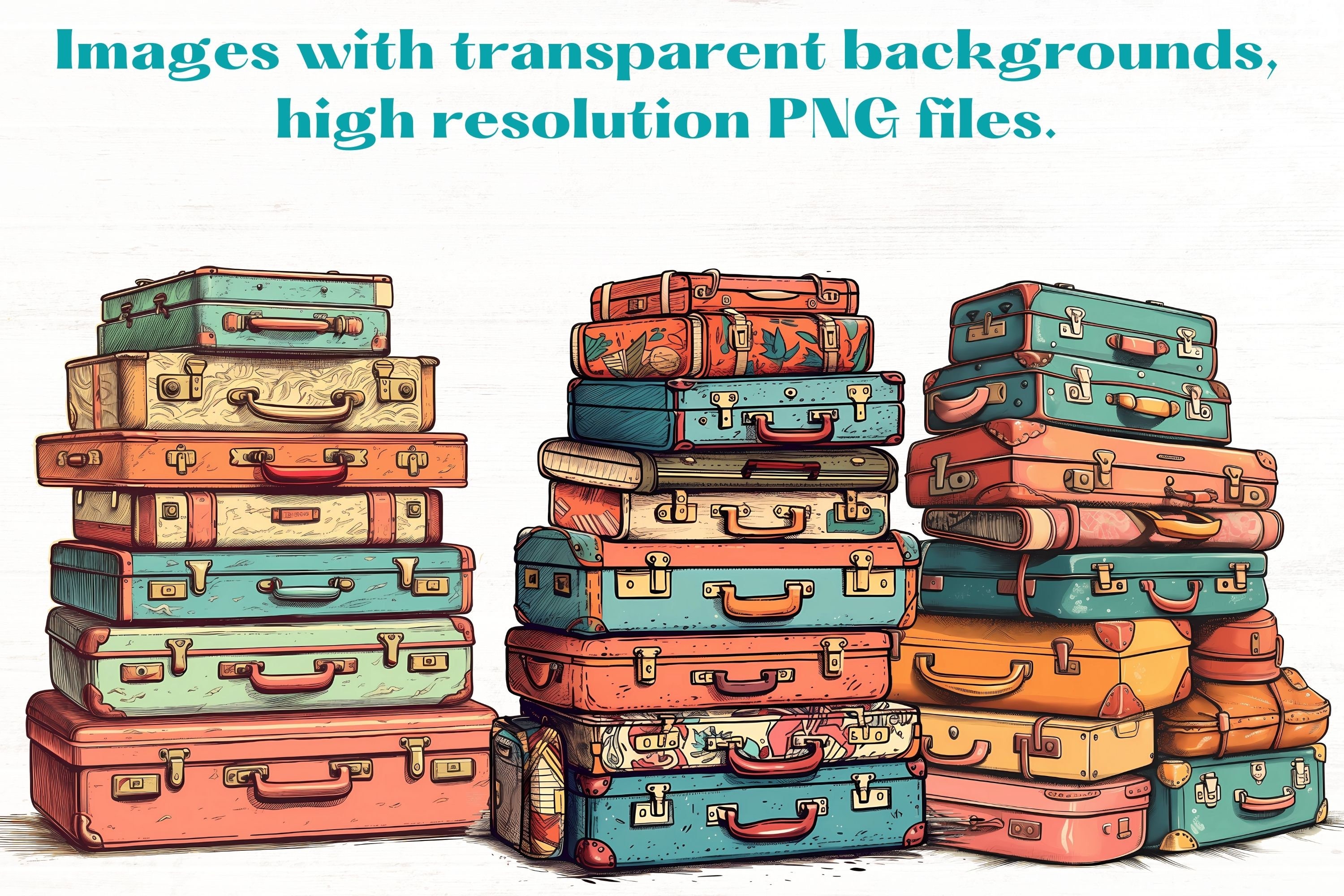 VINTAGE SUITCASES Clipart Illustrations, 11 Clip Art Images ...