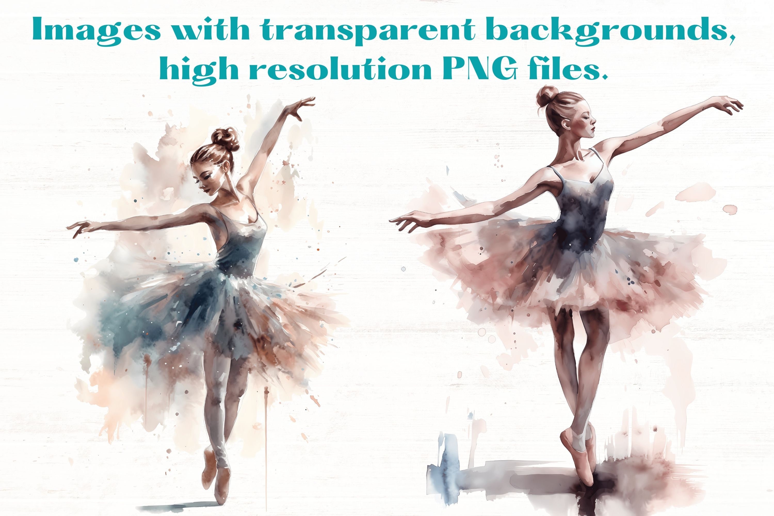 Watercolor BALLERINAS Clipart Set, 11 Clip Art Images, Transparent Png ...