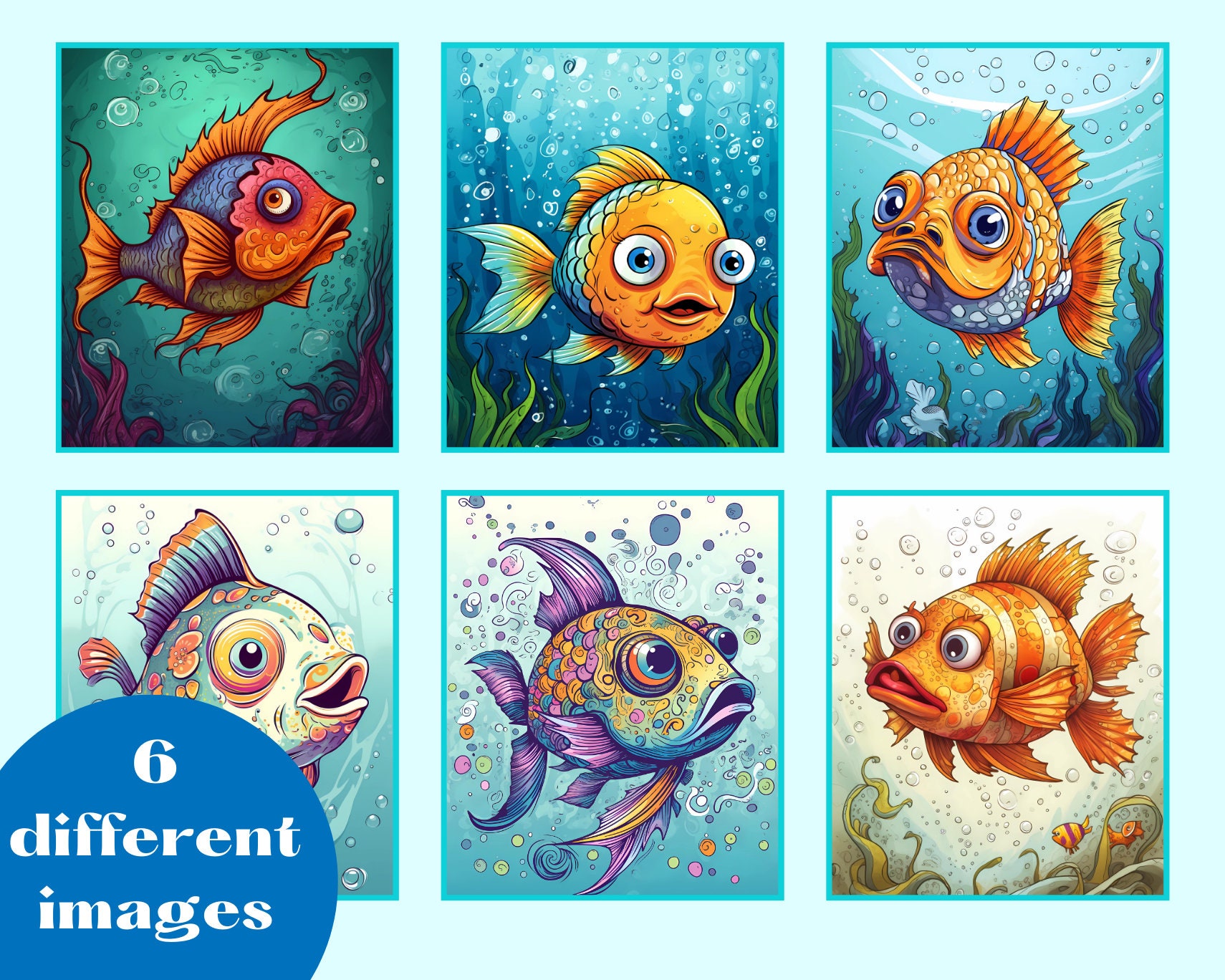 Kids Sea Life Fish Printable Posters, Nursery Pictures for Kids, Fish ...