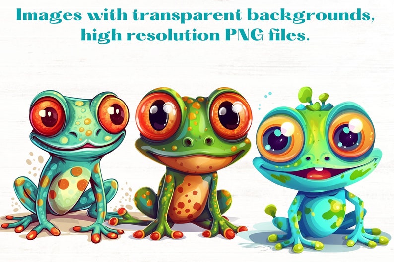 CUTE HAPPY FROGS Watercolor Clipart Set, 12 Clip Art Images ...