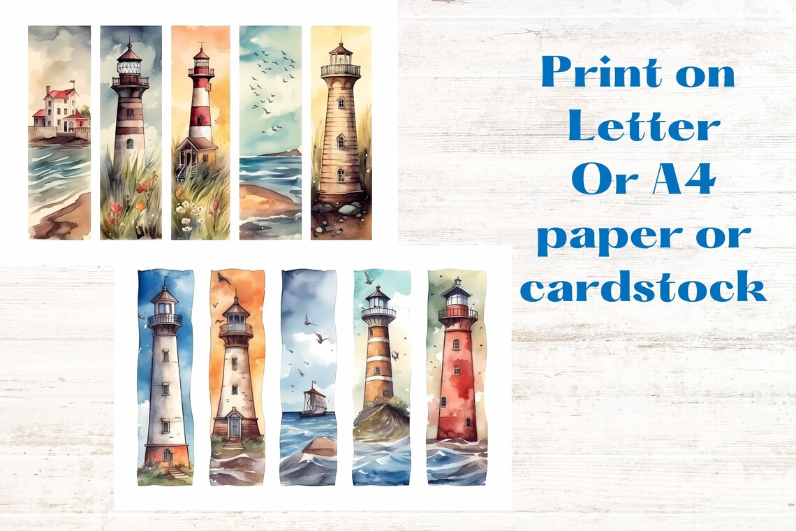 Lighthouse Printable Bookmarks, Coastal Scenes, the Ocean, Print at ...