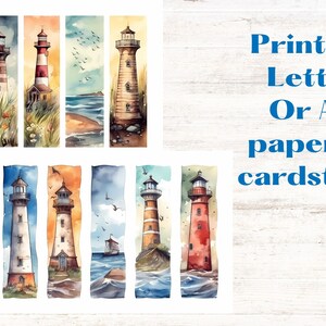 Lighthouse Printable Bookmarks, Coastal Scenes, the Ocean, Print at ...