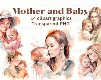 Watercolor Mother and Baby Transparent Background PNG Files - Etsy