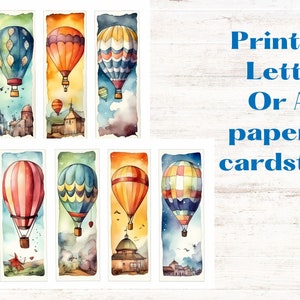 Hot Air Balloons Printable Bookmarks, Kids Bookmarks, Print at Home ...