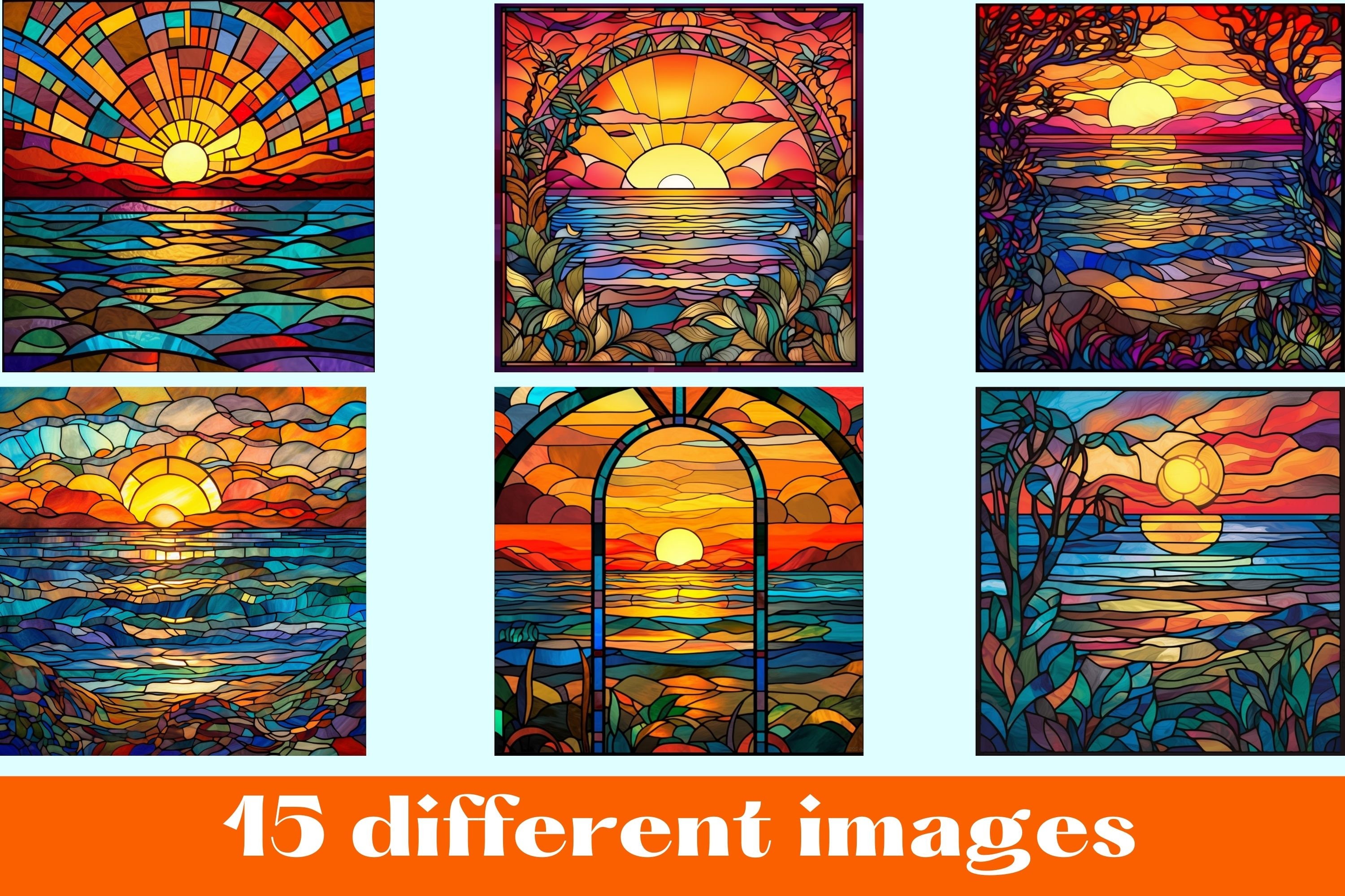 Stained Glass Sunsets, Detailed Sunsets in the Style of Stained Glass ...