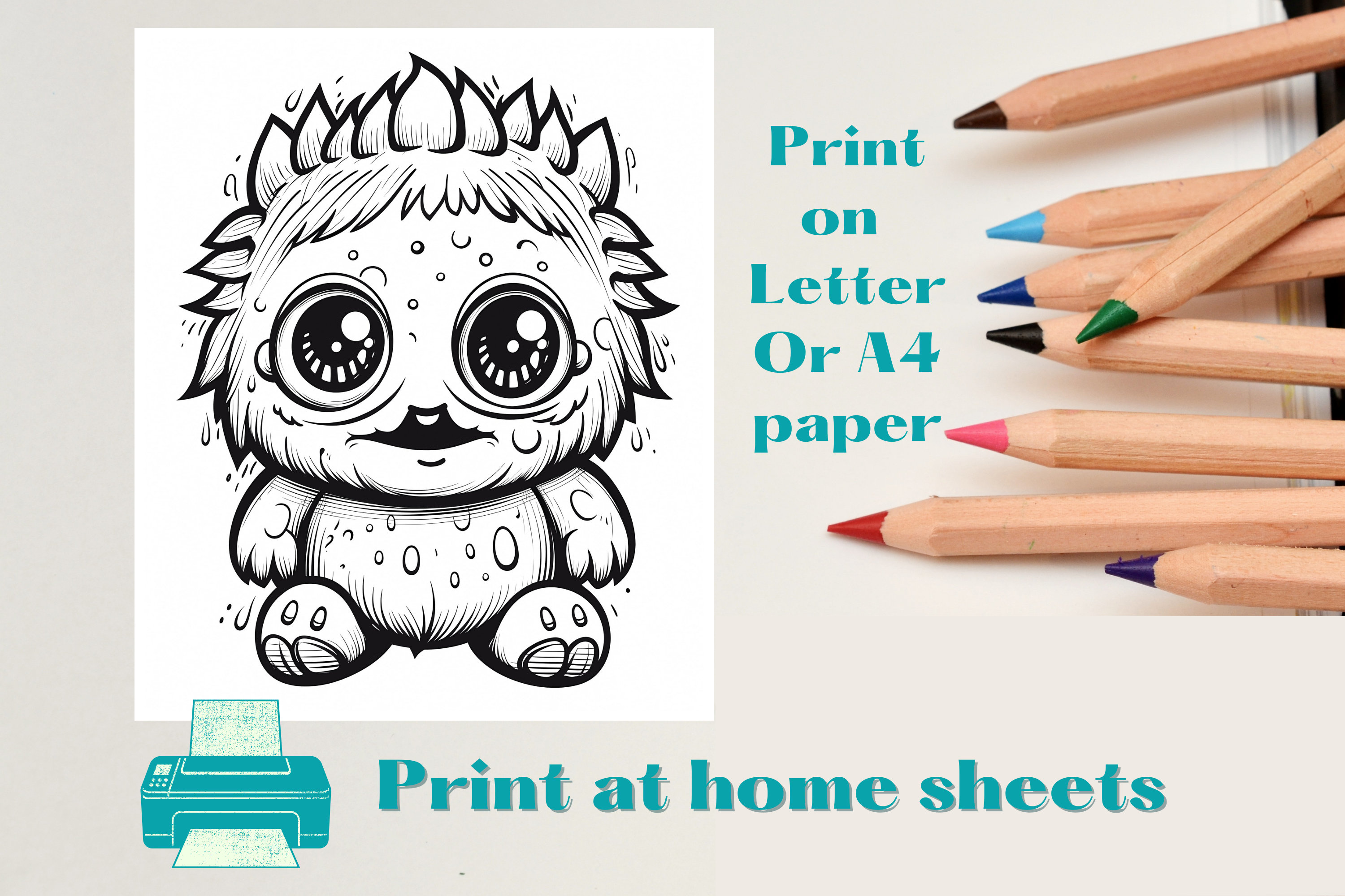 Baby Monsters Coloring Pages for Kids, Instant Download, Print at Home ...