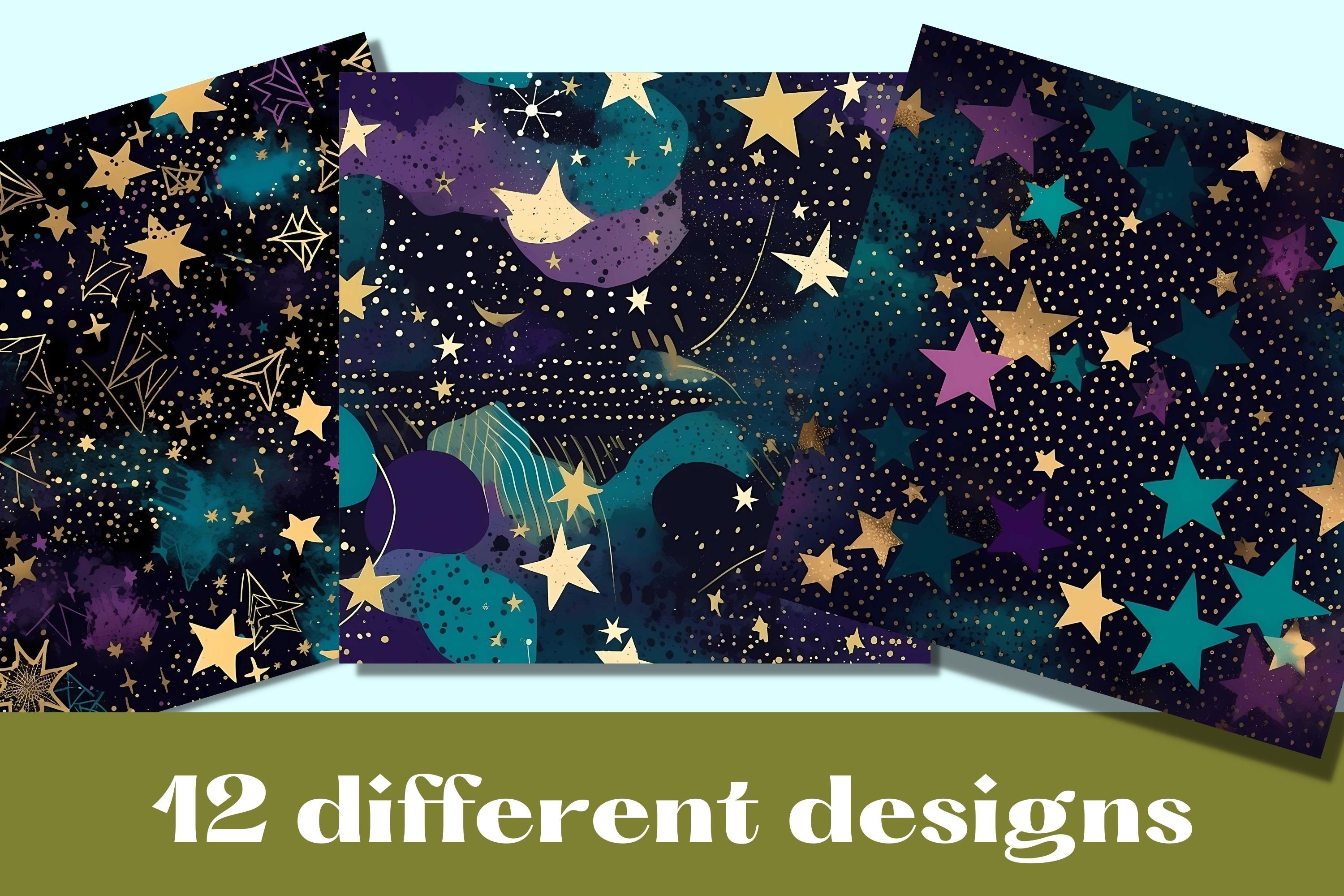 Golden Stars New Year Digital Papers, Celebration Backgrounds, Digital ...