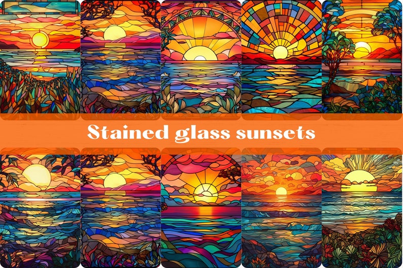 Stained Glass Sunsets, Detailed Sunsets in the Style of Stained Glass ...