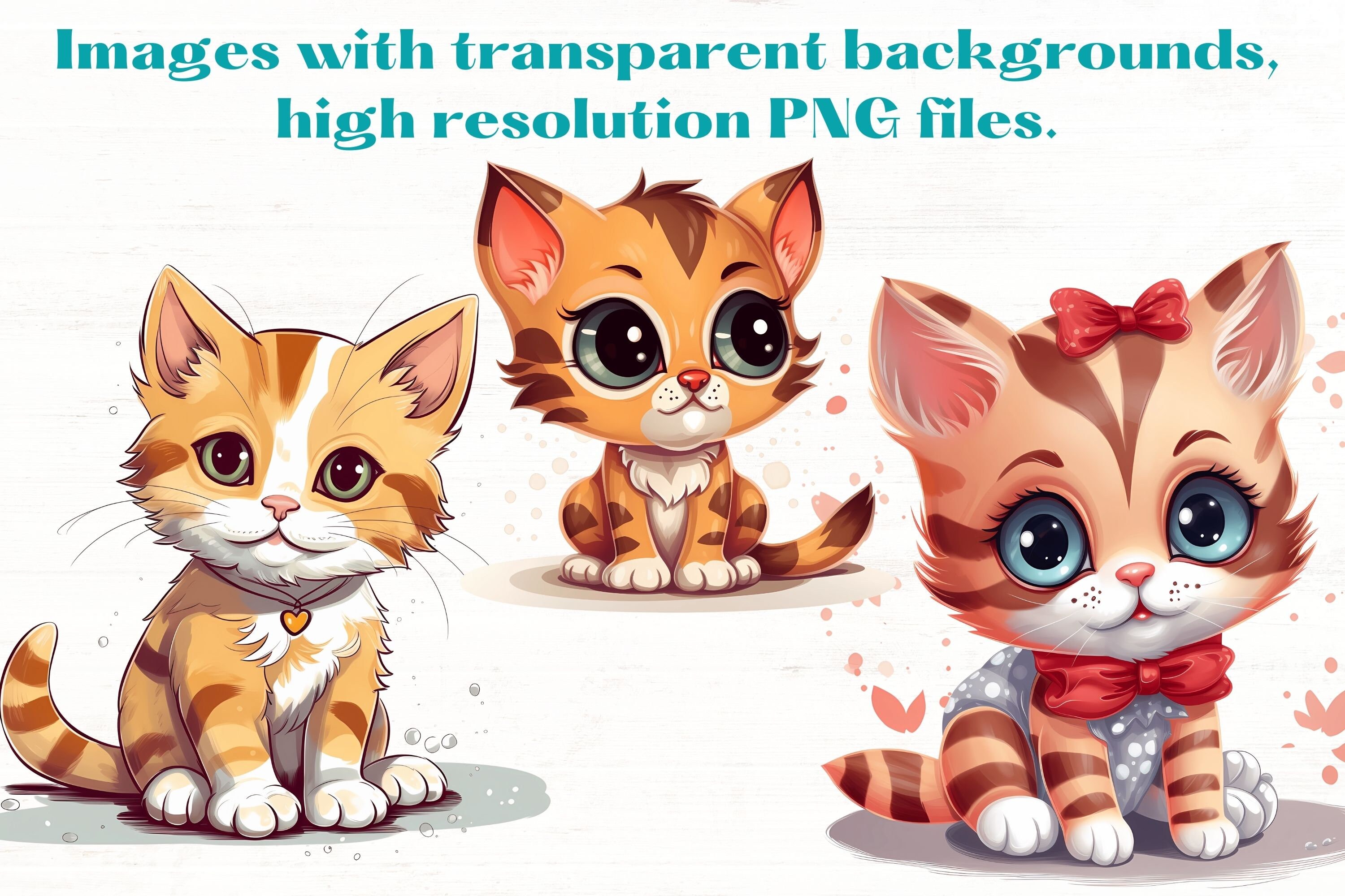 CUTE KITTENS and CATS Clipart Illustrations, 9 Clip Art Images ...