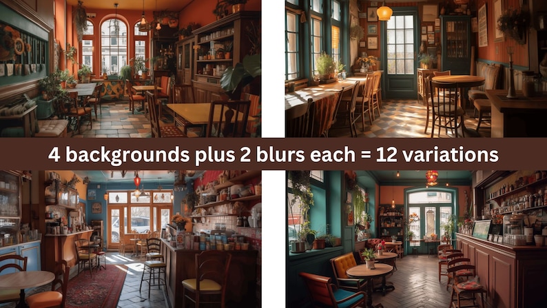 Zoom Backgrounds QUAINT CAFE Designs, 12 X Blurred and Original ...