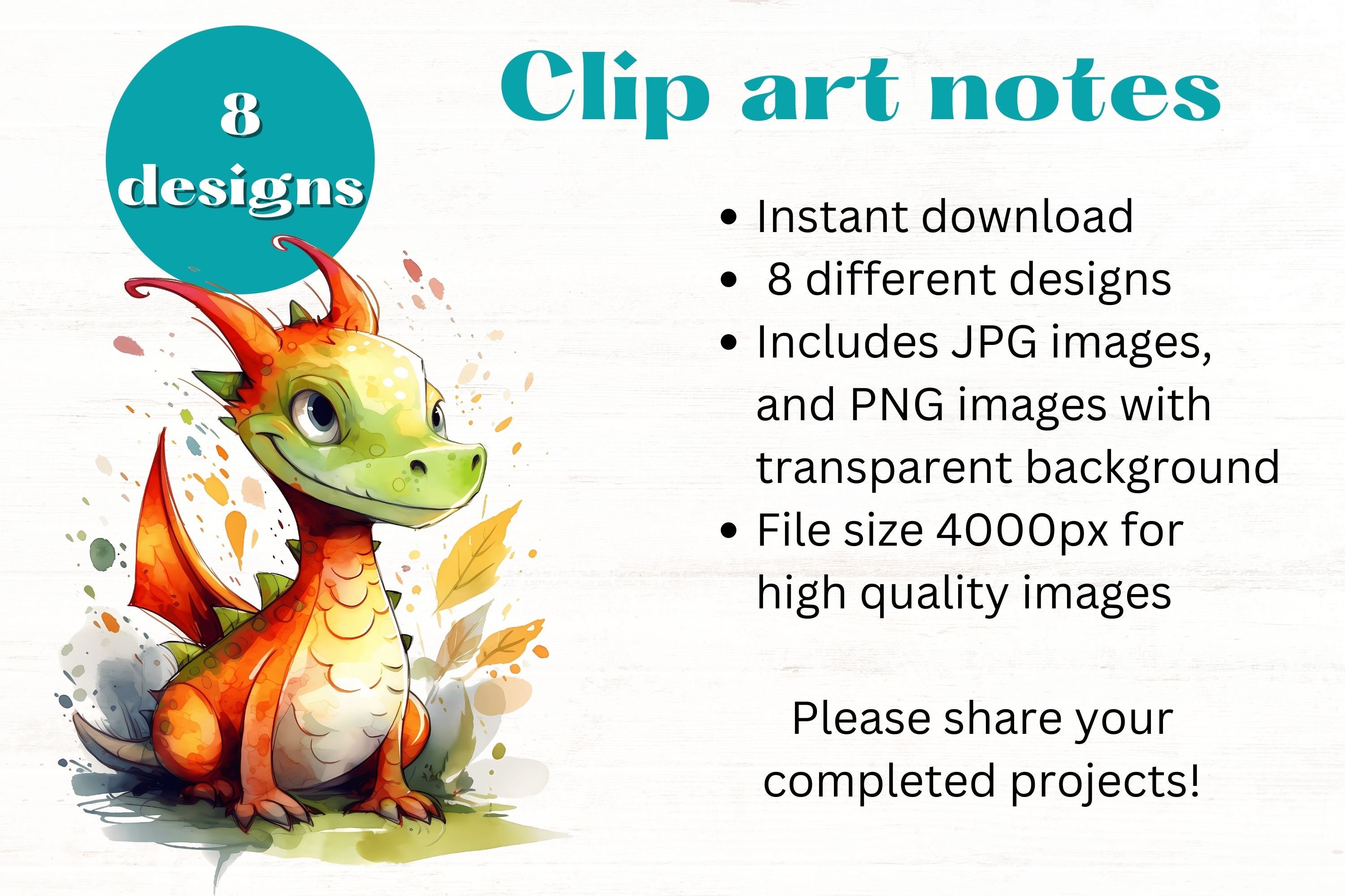 Cute Dragons Clipart, 8 Clip Art Images, Transparent Png Files, Cartoon ...