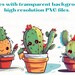 CUTE HAPPY CACTUS Cartoon Clipart Set, 12 Clip Art Images, Transparent ...