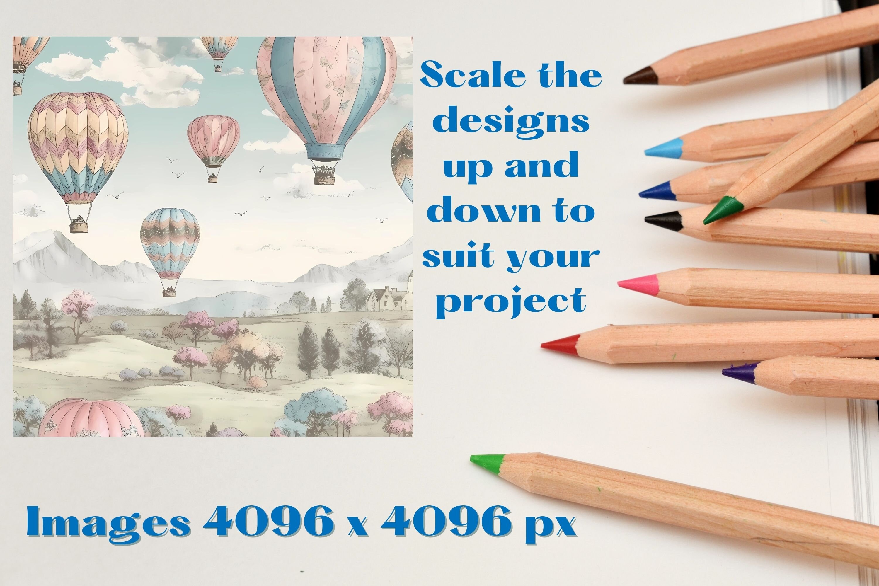 Shabby Chic Hot Air Balloons Digital Papers, Backgrounds, Digital ...