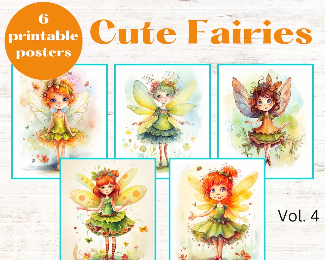 Kids Cute Fairies Printable Posters X 6, Nursery Pictures for Kids ...