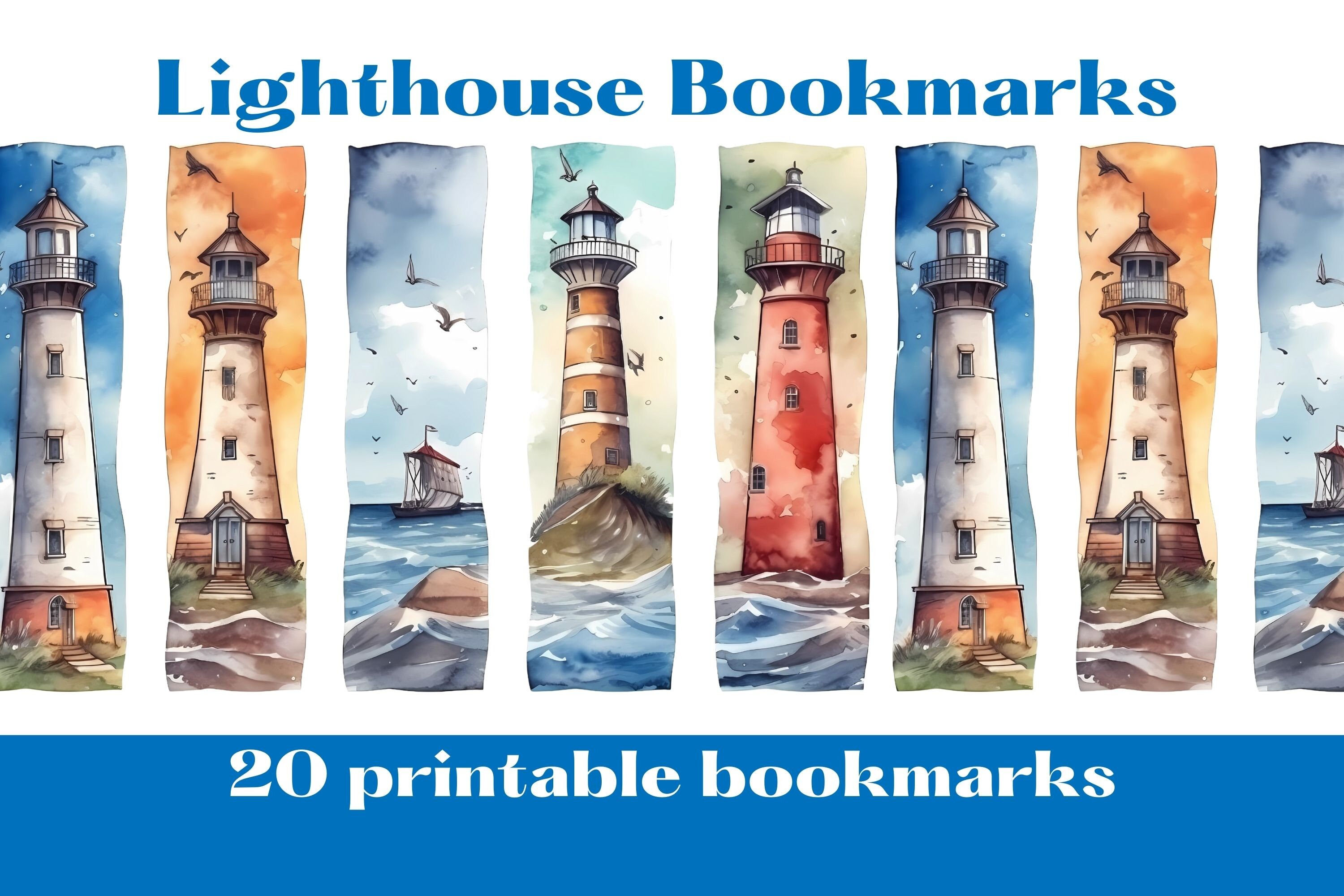 Lighthouse Printable Bookmarks, Coastal Scenes, the Ocean, Print at ...