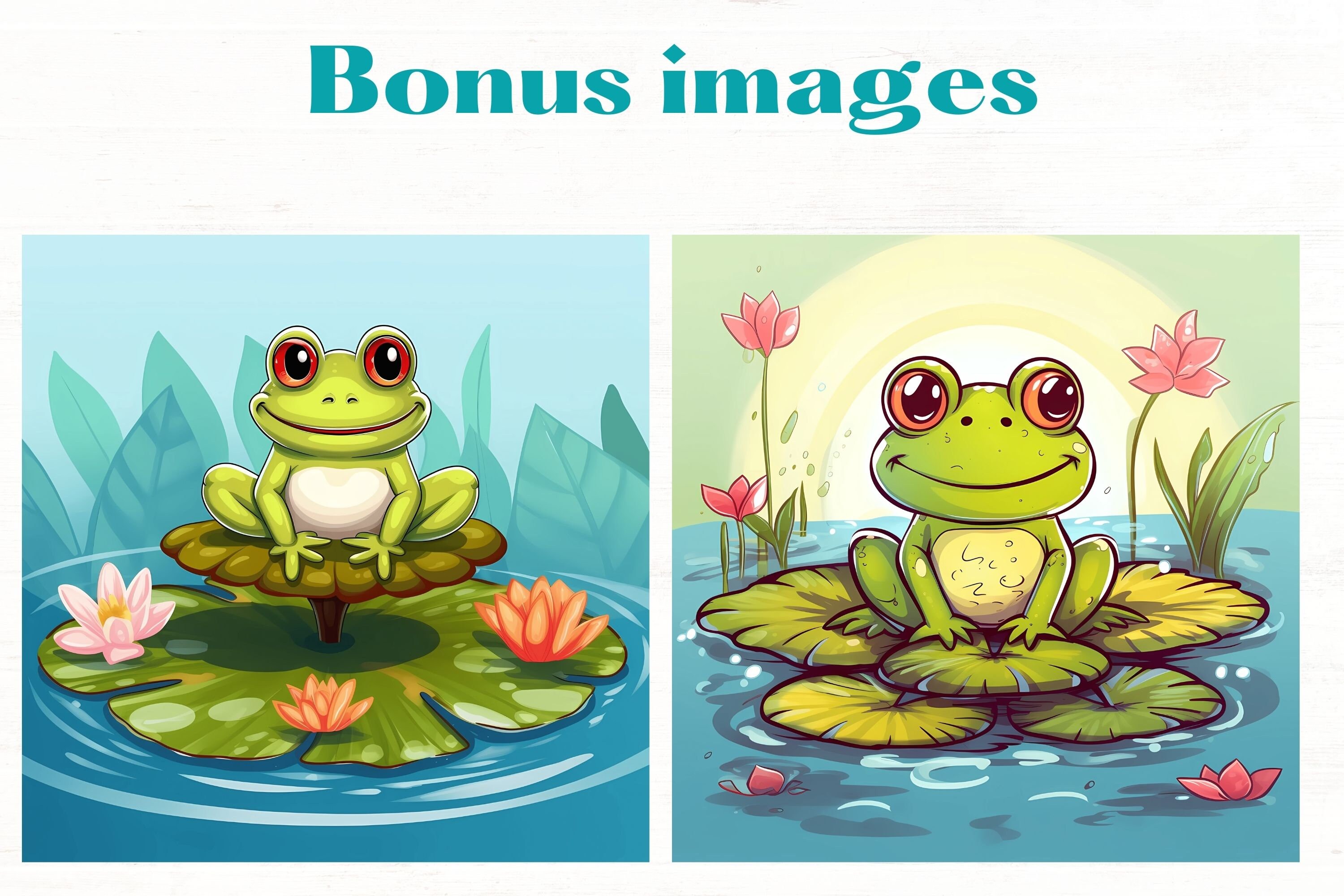 HAPPY FROGS Watercolor Clipart Set, 12 Clip Art Images, Transparent Png ...