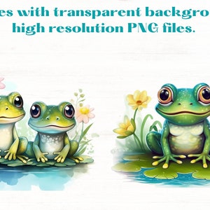 Cute FROGS ON LILYPADS Clipart Set, 8 Clip Art Images, Transparent Png ...
