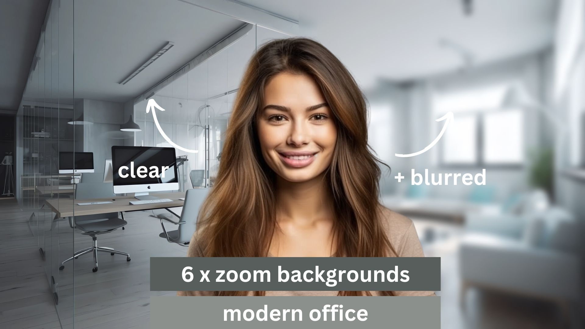 Zoom Backgrounds, Modern OFFICE Designs, 6 Xblurred and Original ...