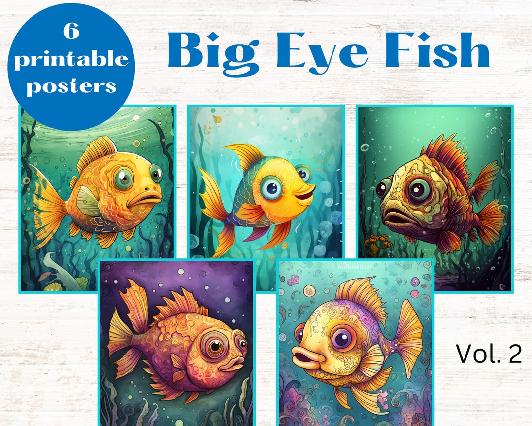 Kids Crazy Sea Life Fish Printable Posters, Nursery Pictures for Kids ...