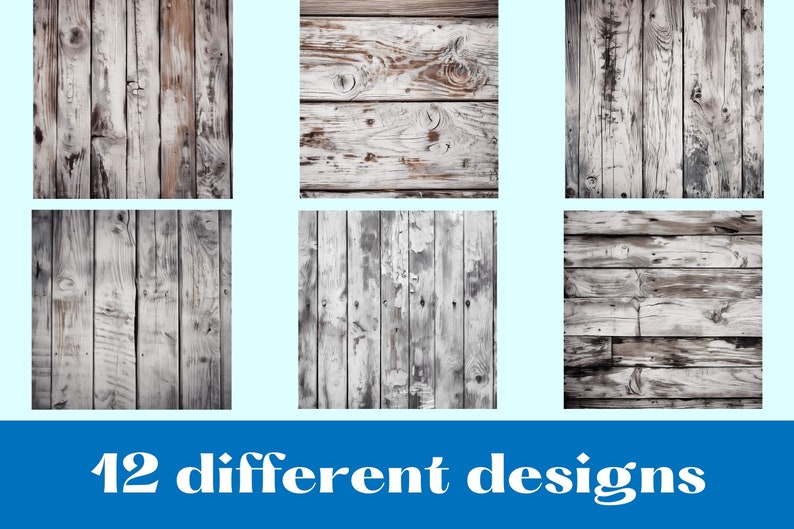 Whitewashed Weathered Wood Watercolor Digital Papers, Backgrounds ...
