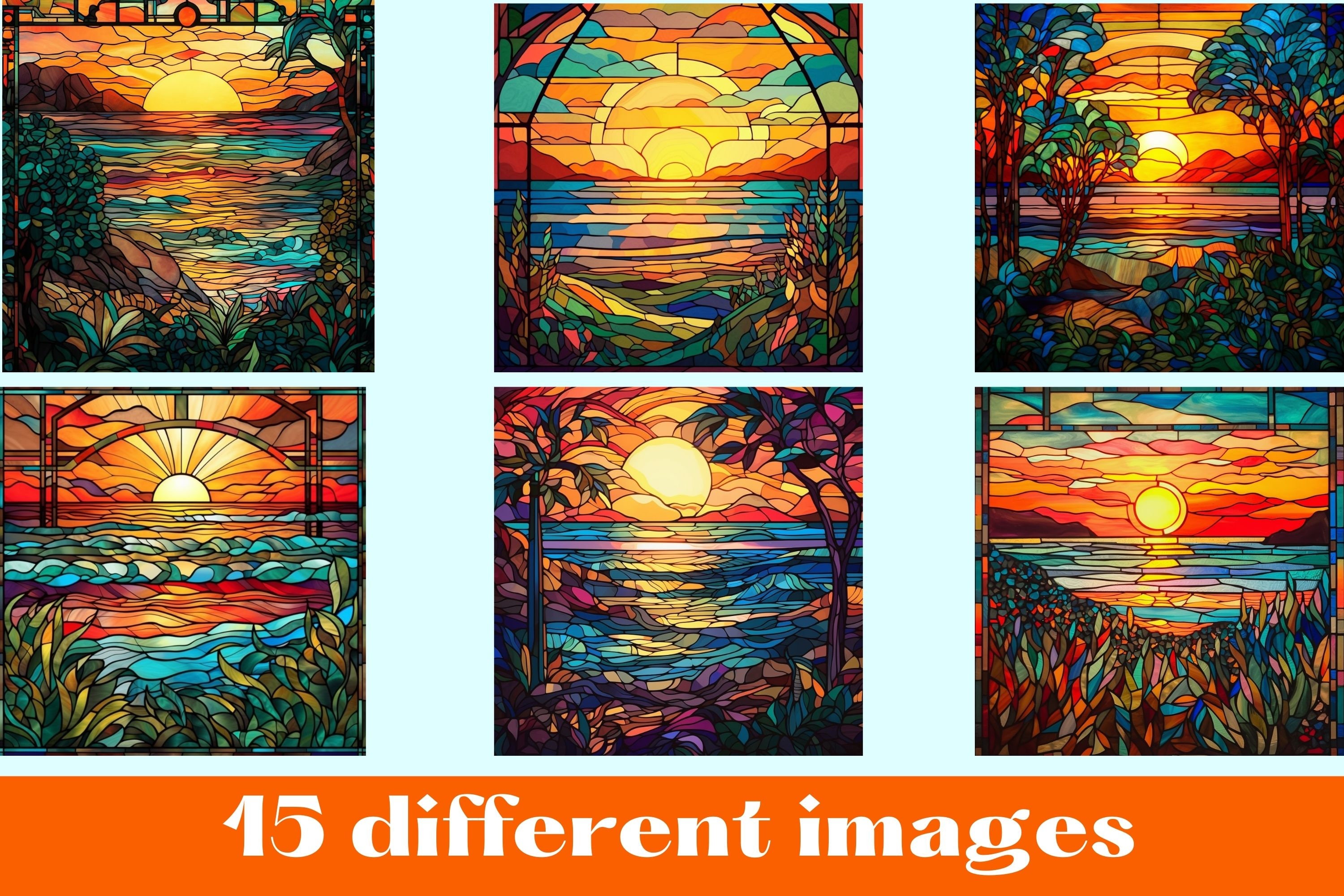 Stained Glass Sunsets, Detailed Sunsets in the Style of Stained Glass ...