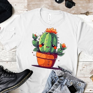 CUTE HAPPY CACTUS Cartoon Clipart Set, 12 Clip Art Images, Transparent ...