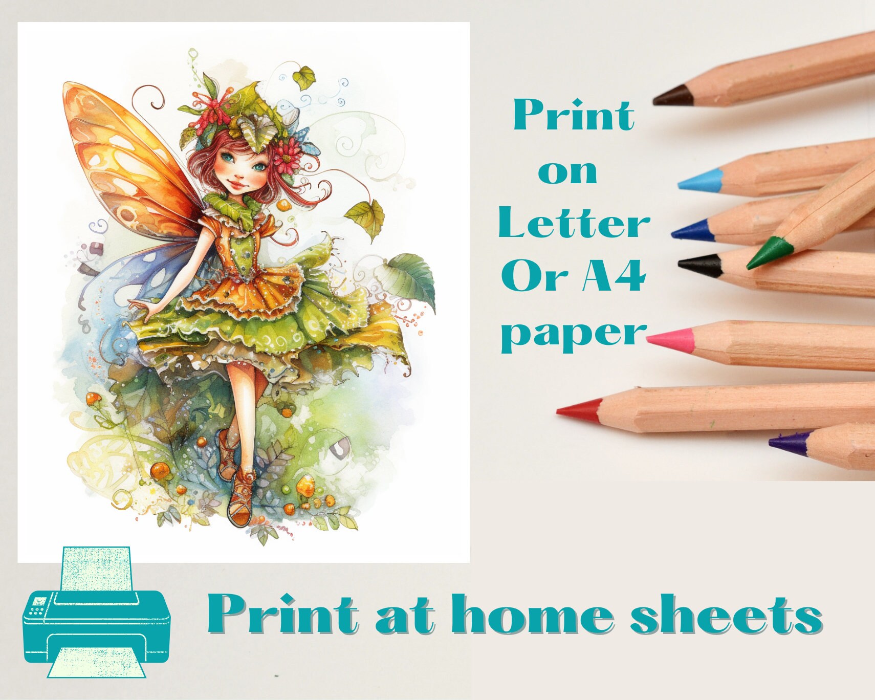 Kids Cute Fairies Printable Posters, Nursery Pictures for Kids, Pretty ...