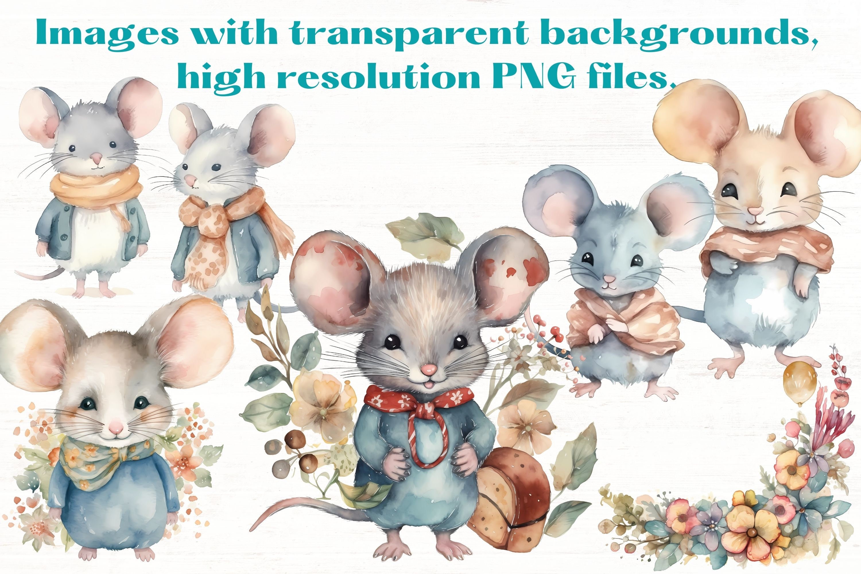 Cute MICE Clipart Set, 19 Clip Art Images, Transparent Png Files ...