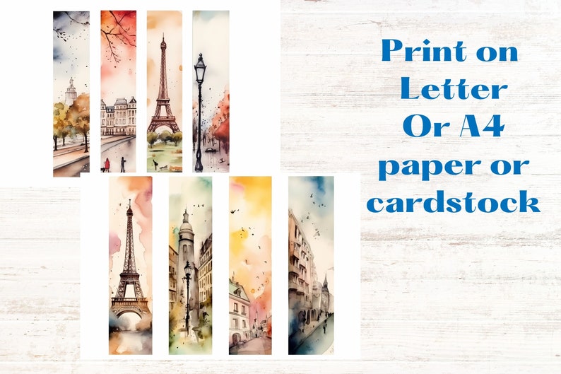 Paris Scenic Printable Bookmarks, City Scenes, Eiffel Tower, Print at ...