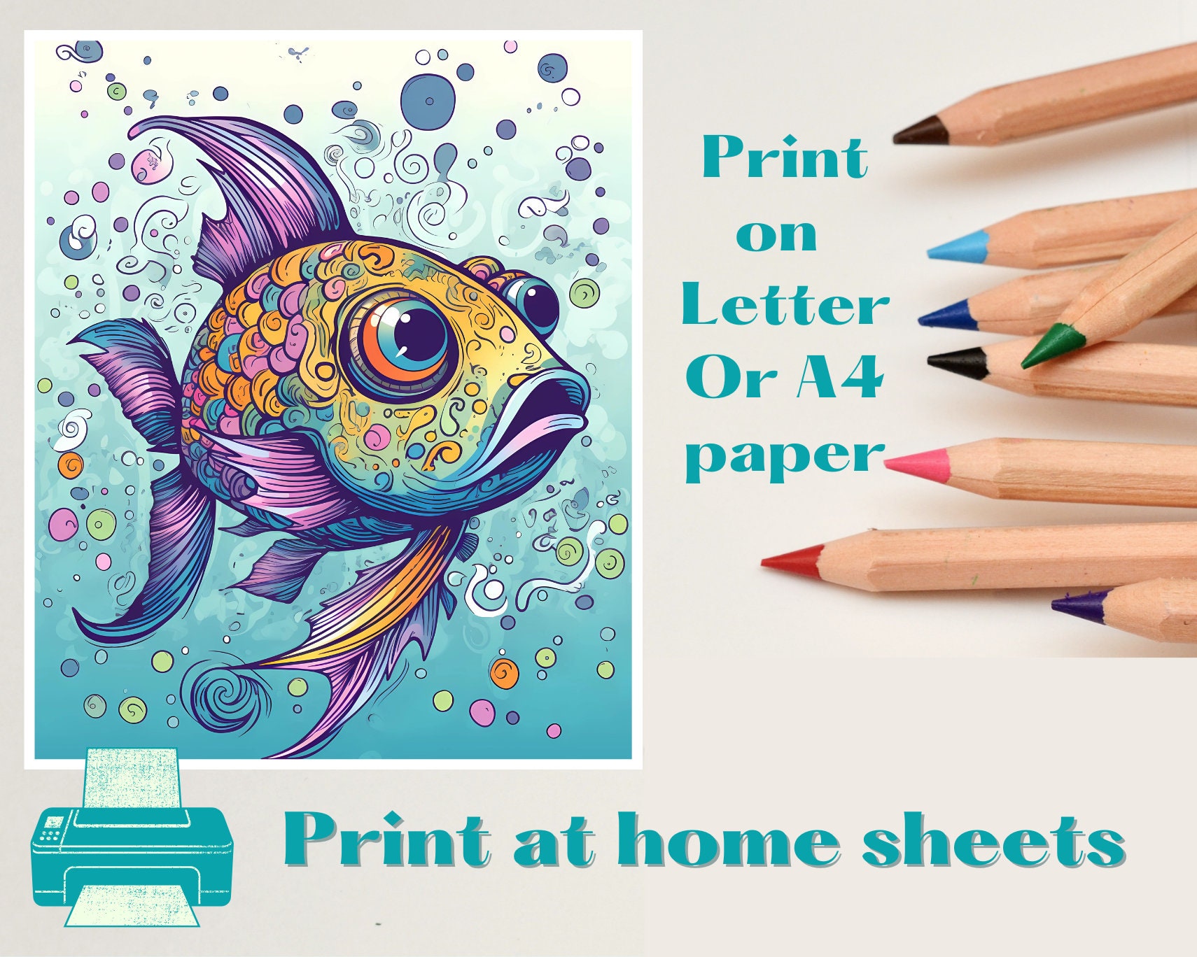 Kids Sea Life Fish Printable Posters, Nursery Pictures for Kids, Fish ...