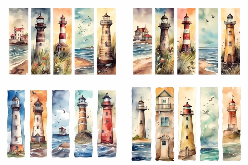 Lighthouse Printable Bookmarks, Coastal Scenes, the Ocean, Print at ...