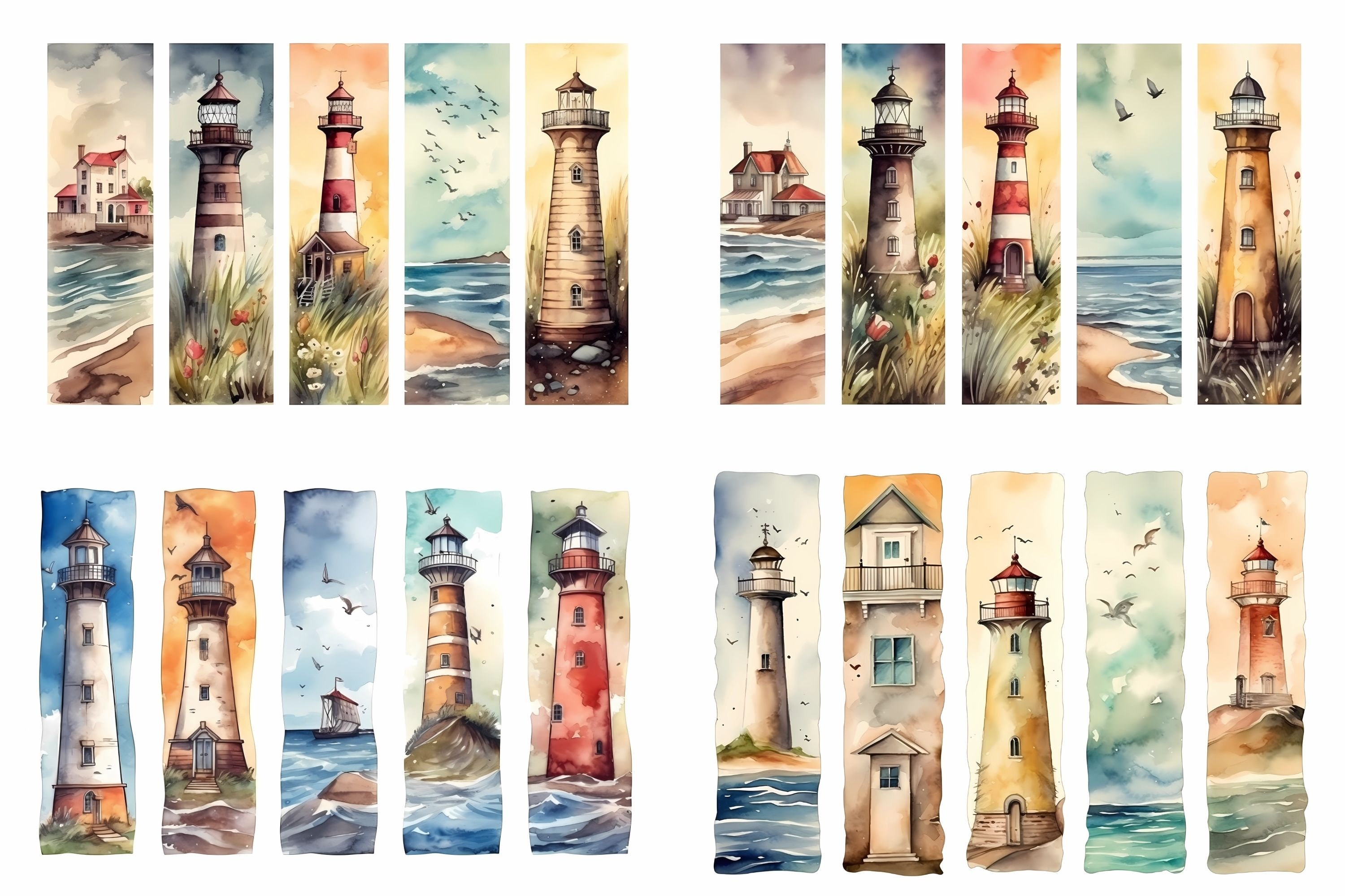 Lighthouse Printable Bookmarks, Coastal Scenes, the Ocean, Print at ...