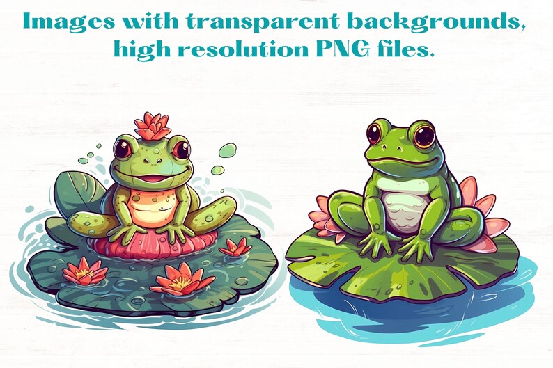 HAPPY FROGS Watercolor Clipart Set, 12 Clip Art Images, Transparent Png ...