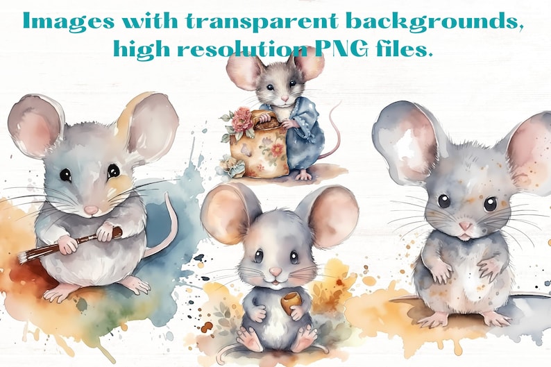Cute MICE Clipart Set, 19 Clip Art Images, Transparent Png Files ...