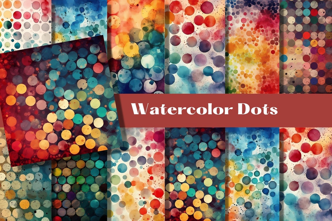 WATERCOLOR DOTS Bright Digital Papers, Backgrounds, Digital Scrapbook ...