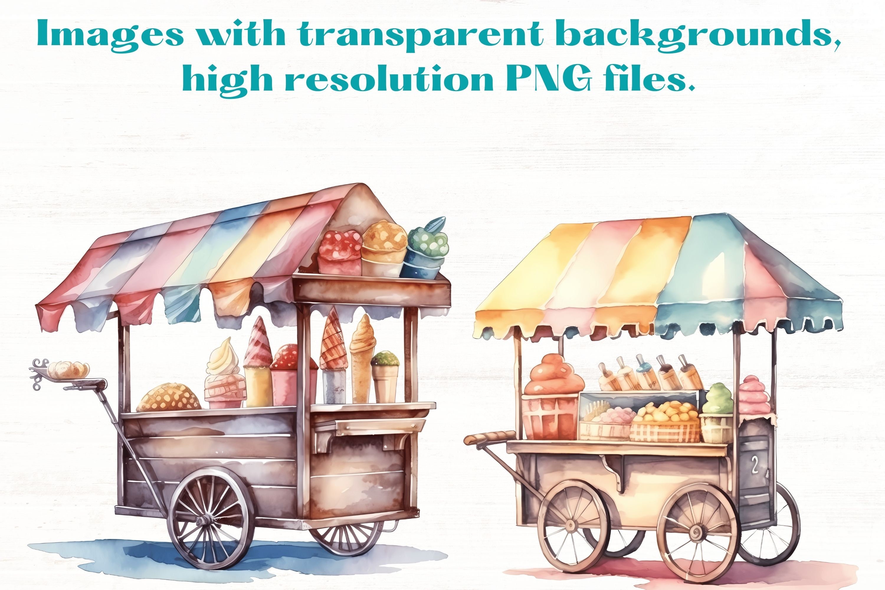 Colorful Ice Cream Stands Clipart 5 Clip Art Images - Etsy