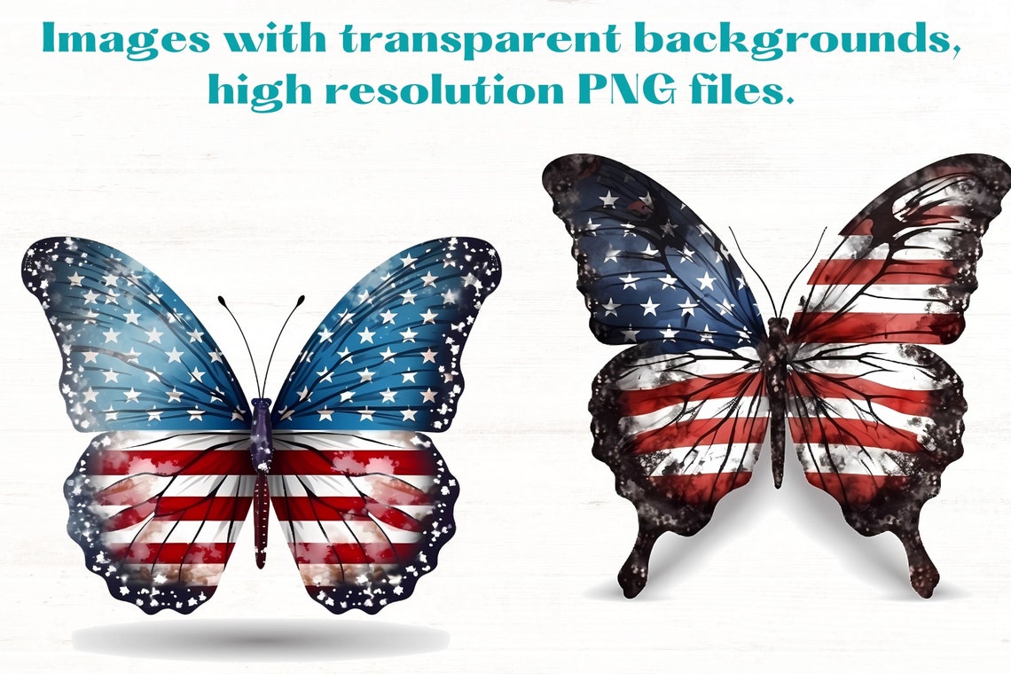 Patriotic American Flag Butterflies Clipart, 8 Clip Art Images ...