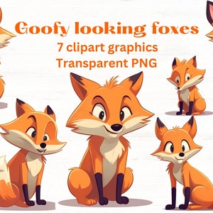Goofy-looking FOXES Clipart Illustrations, 7 Watercolor Clip Art Images ...
