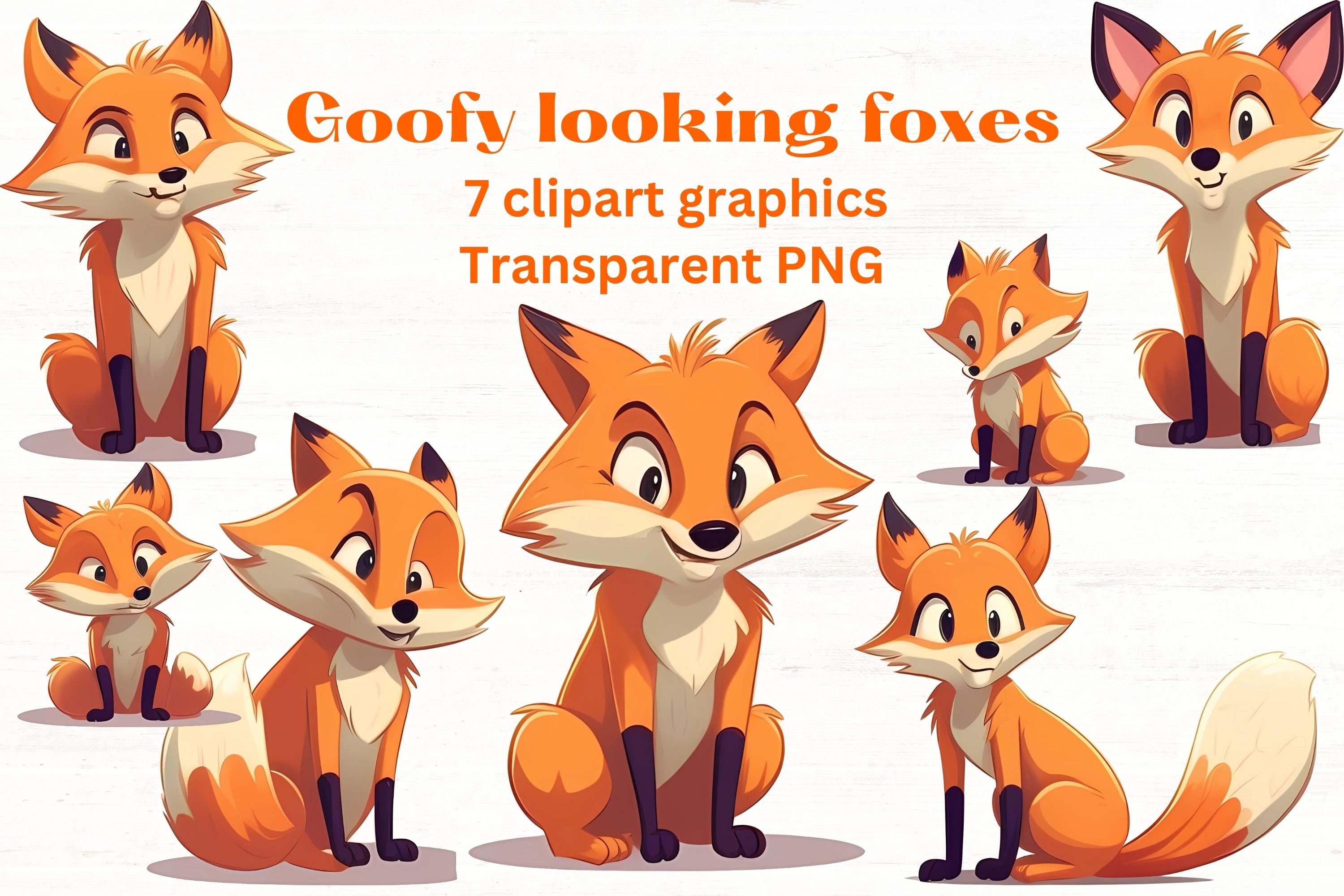 Goofy-looking FOXES Clipart Illustrations, 7 Watercolor Clip Art Images ...