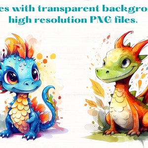 Cute Dragons Clipart, 8 Clip Art Images, Transparent Png Files, Cartoon ...