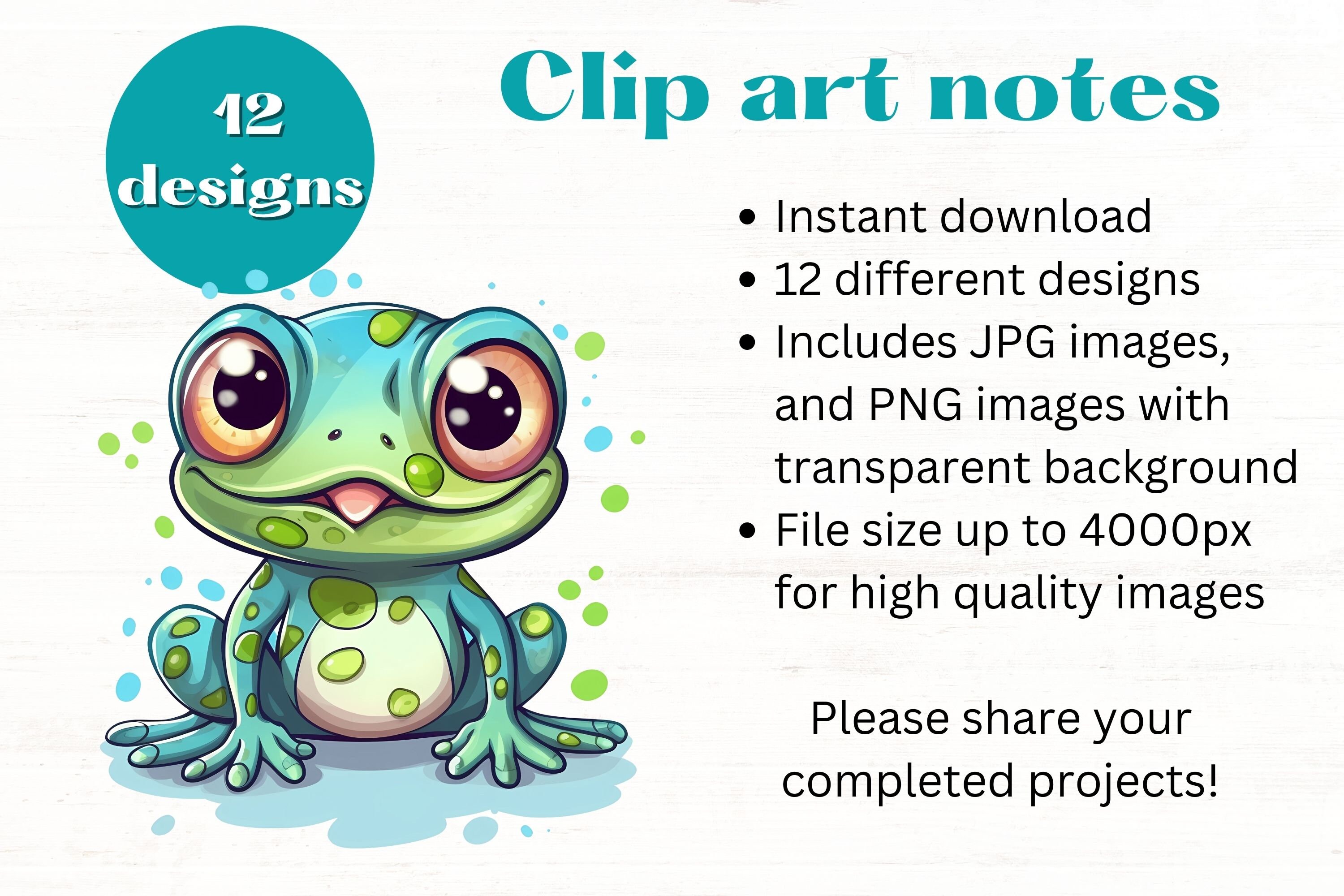 CUTE HAPPY FROGS Watercolor Clipart Set, 12 Clip Art Images ...