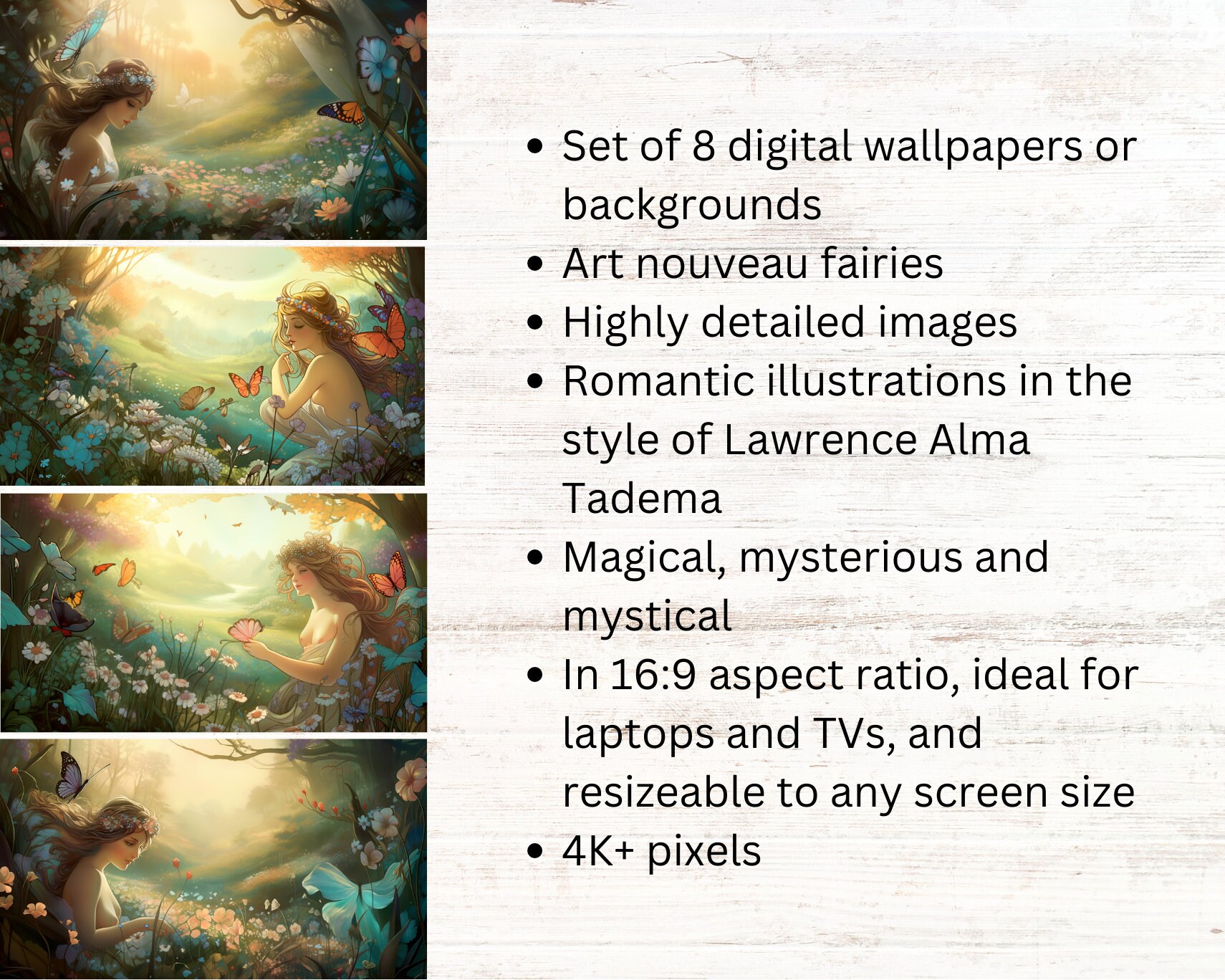 Magical Fairies - A Set of 8 Art Nouveau Style Fairy Wallpapers or ...