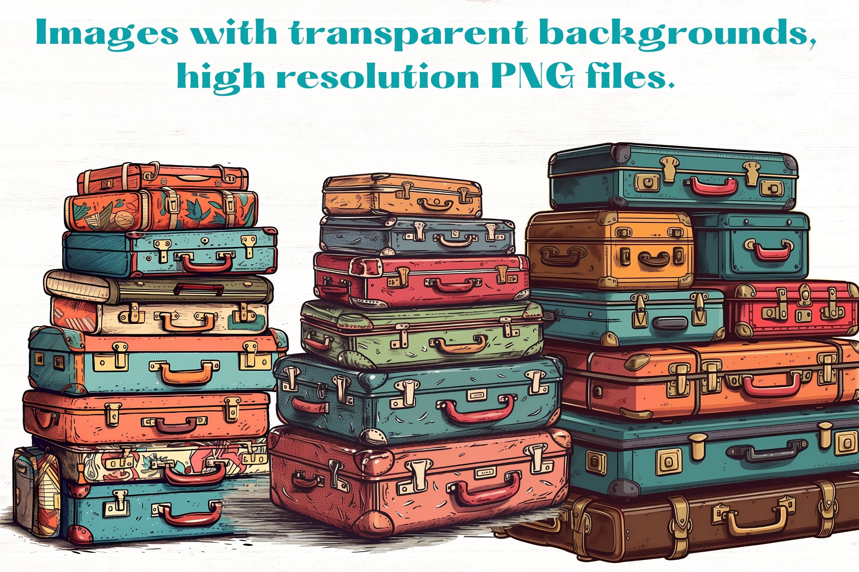 VINTAGE SUITCASES Clipart Illustrations, 11 Clip Art Images ...