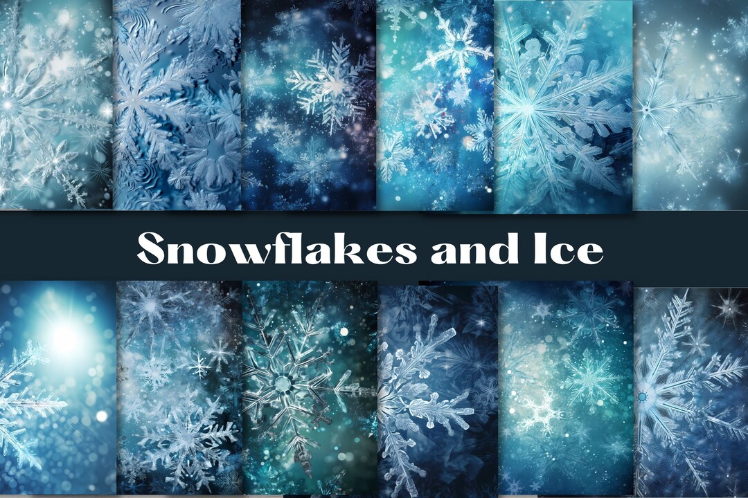 Snowflakes and Ice Digital Papers, Winter Backgrounds, Digital ...