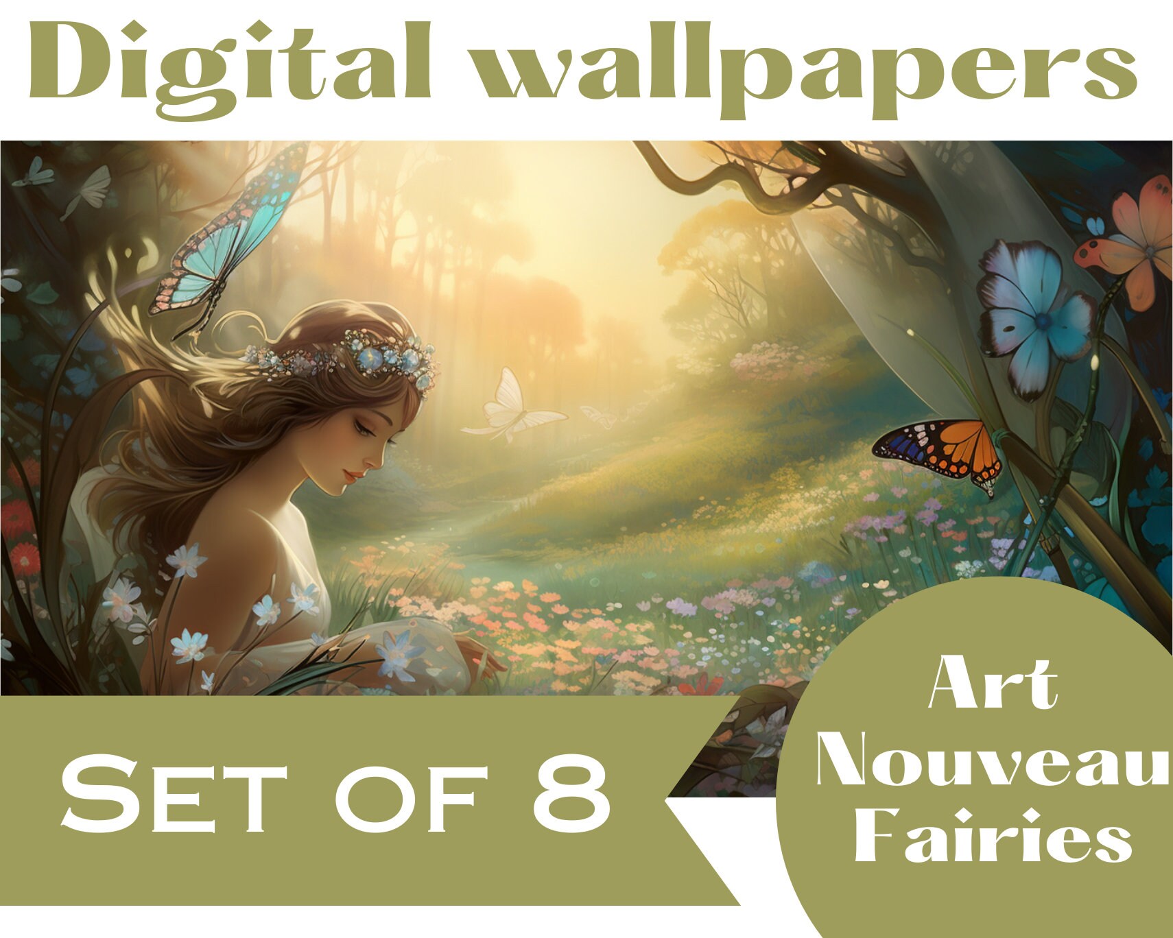 Magical Fairies - A Set of 8 Art Nouveau Style Fairy Wallpapers or ...