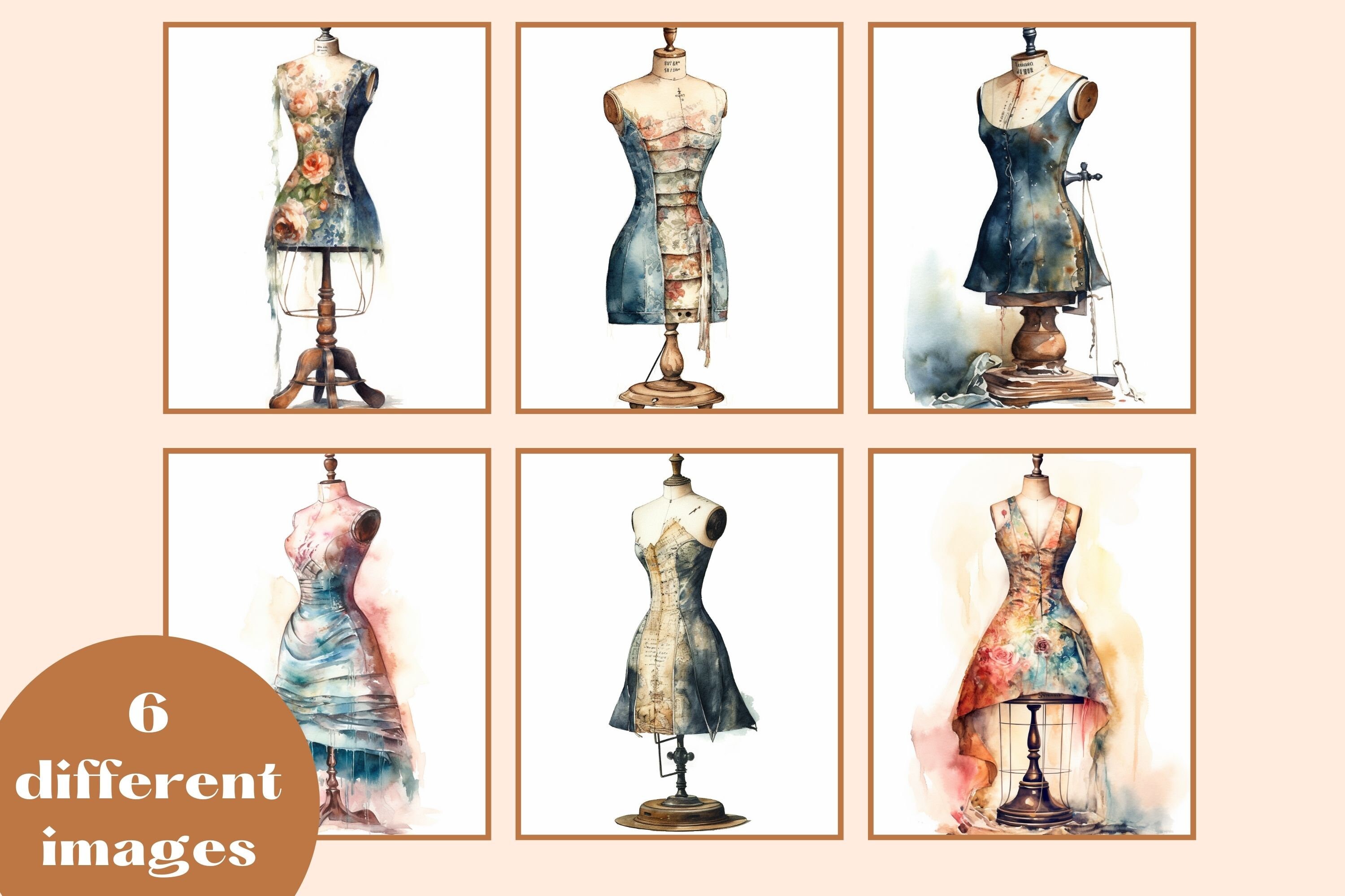 Vintage Dress Forms Sewing Room Poster Set of 6 Printable Wall - Etsy